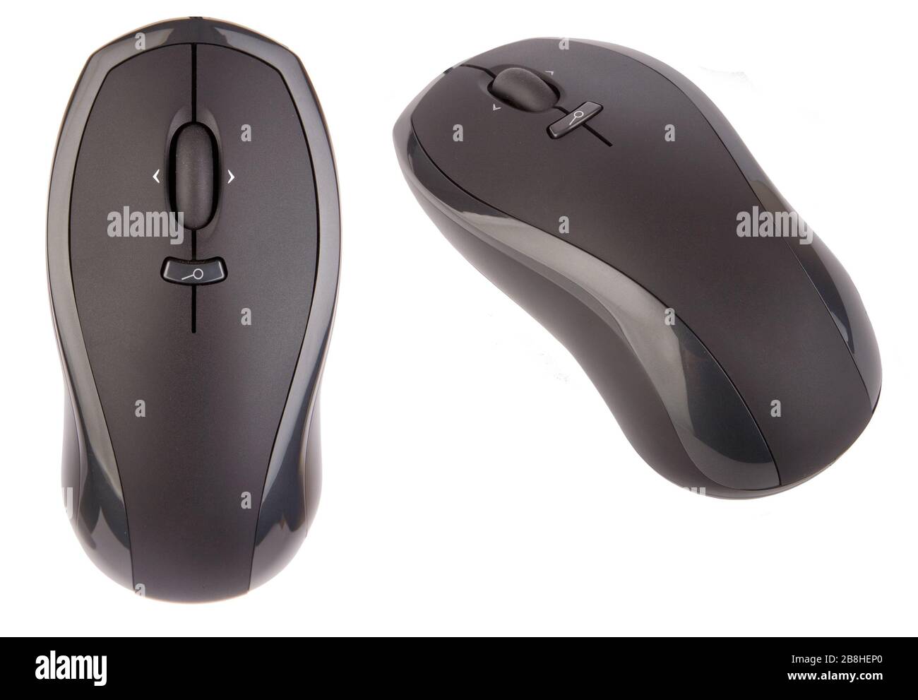 One black pc mouse isolated on white background Stock Photo - Alamy