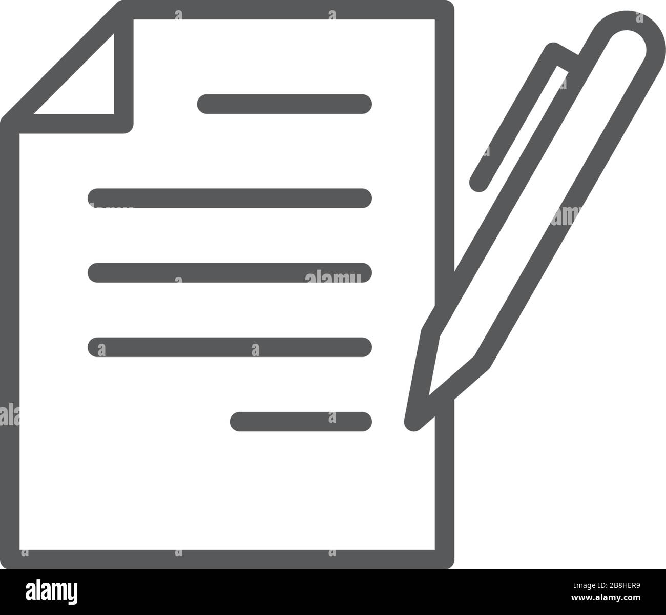 Contract signing, document and pencil or pen vector icon concept ...