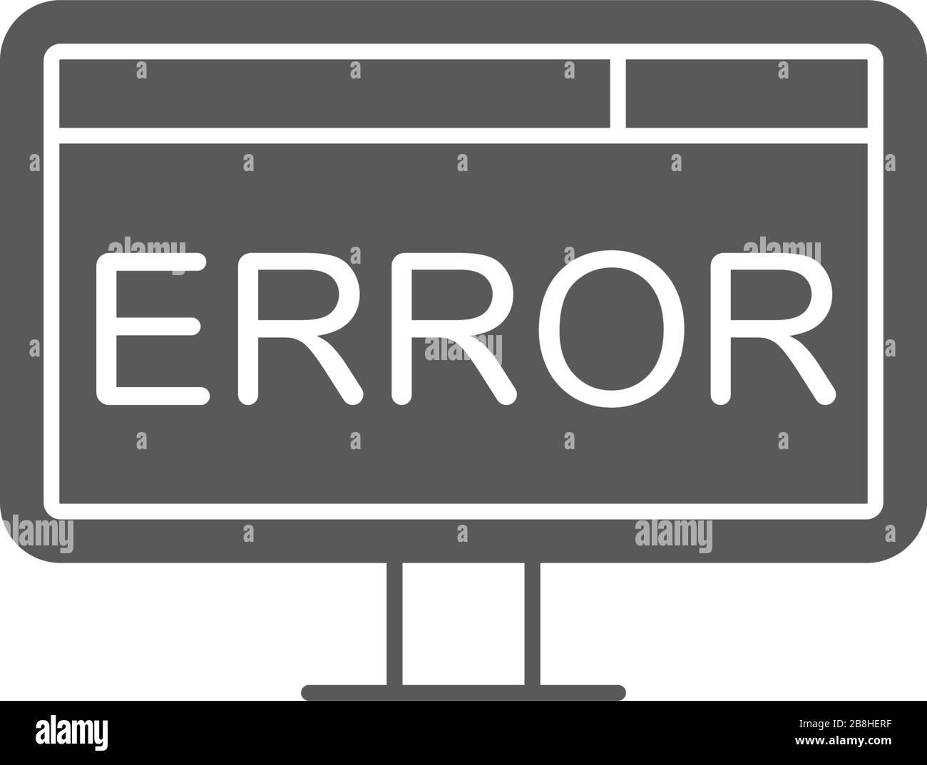 computer error screen vector icon concept, isolated on white background ...