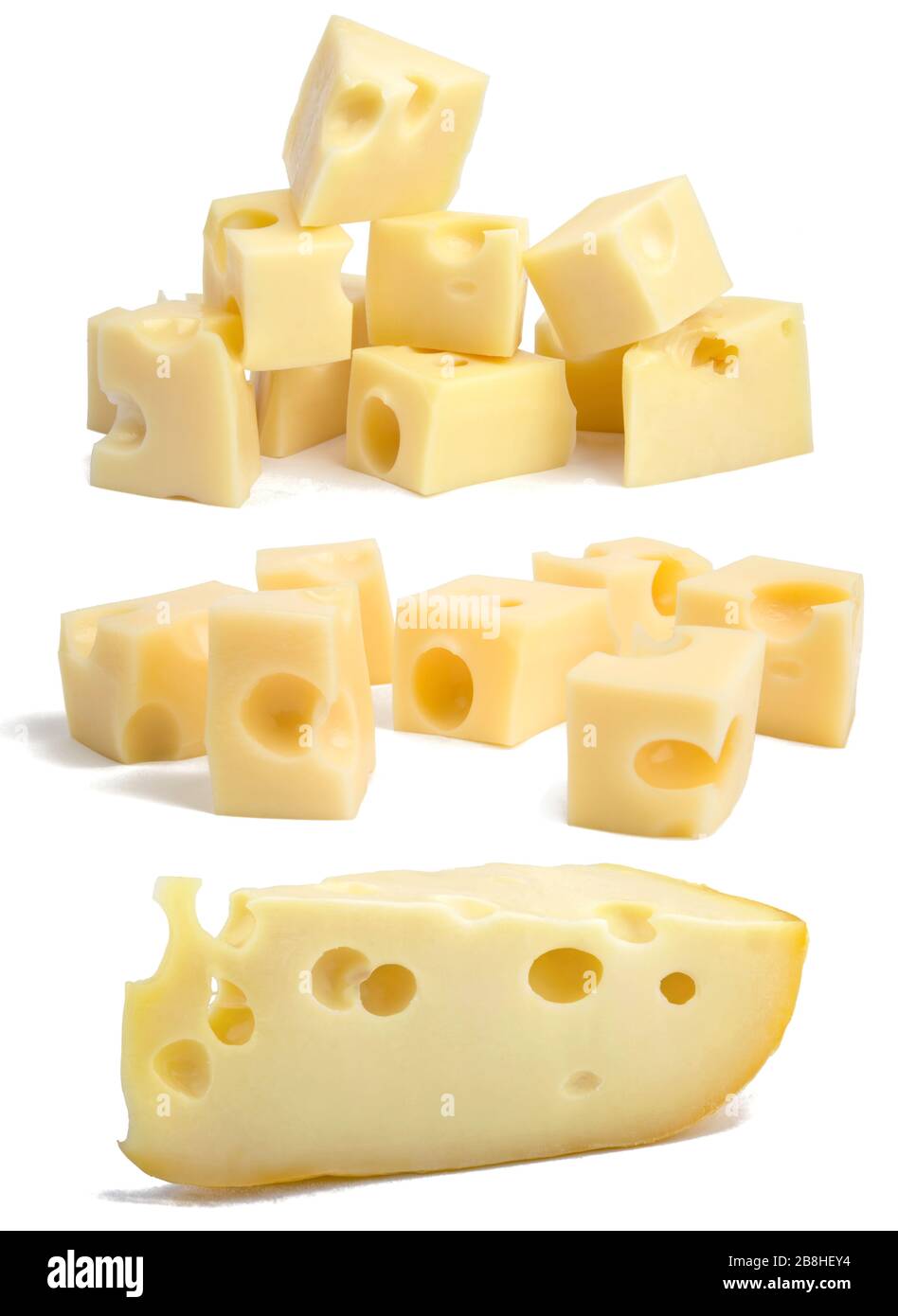 Set pieces of swiss cheese. The perfect pieces of swiss cheese isolated ...
