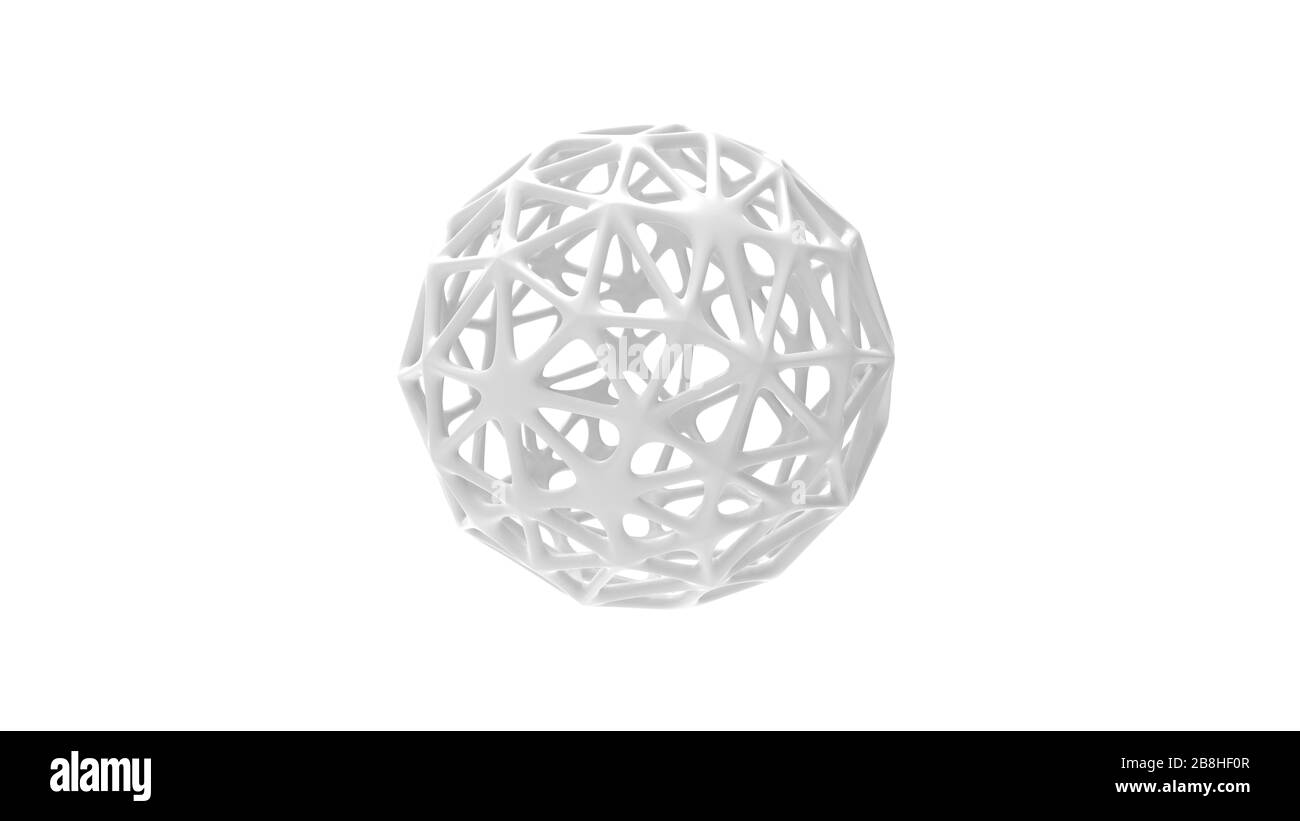 3D rendering of an organic ball mesh grid isolated on white background ...