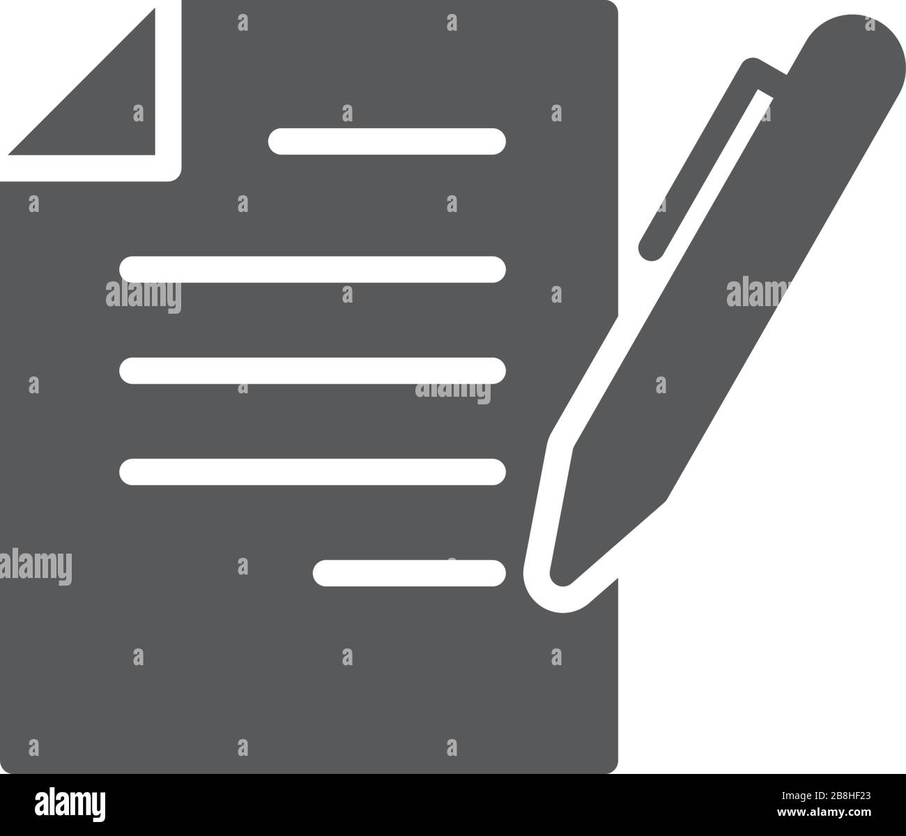 Contract signing, document and pencil or pen vector icon concept ...