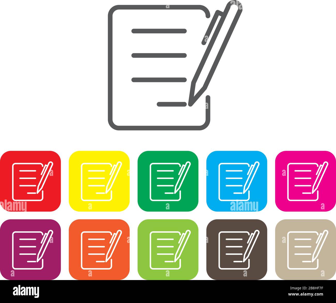 Contract signing, document and pencil or pen vector icon concept ...