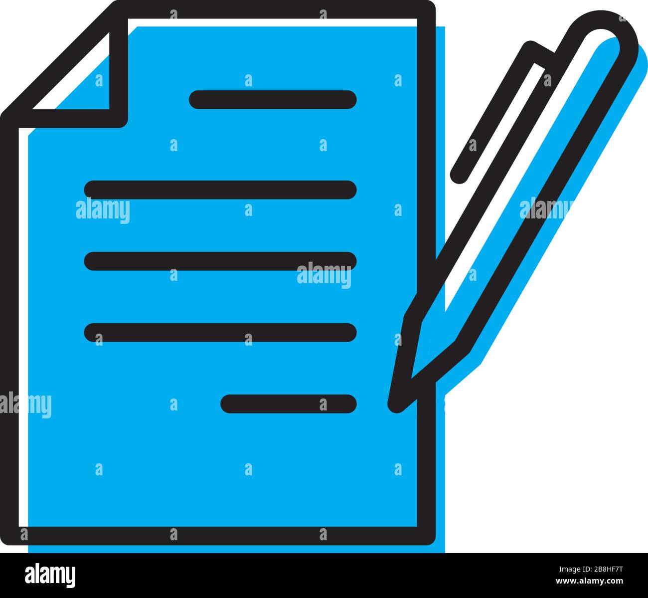 Contract signing, document and pencil or pen vector icon concept ...