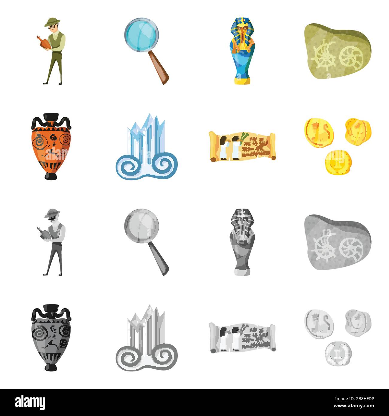 Vector design of story and items logo. Set of story and attributes ...