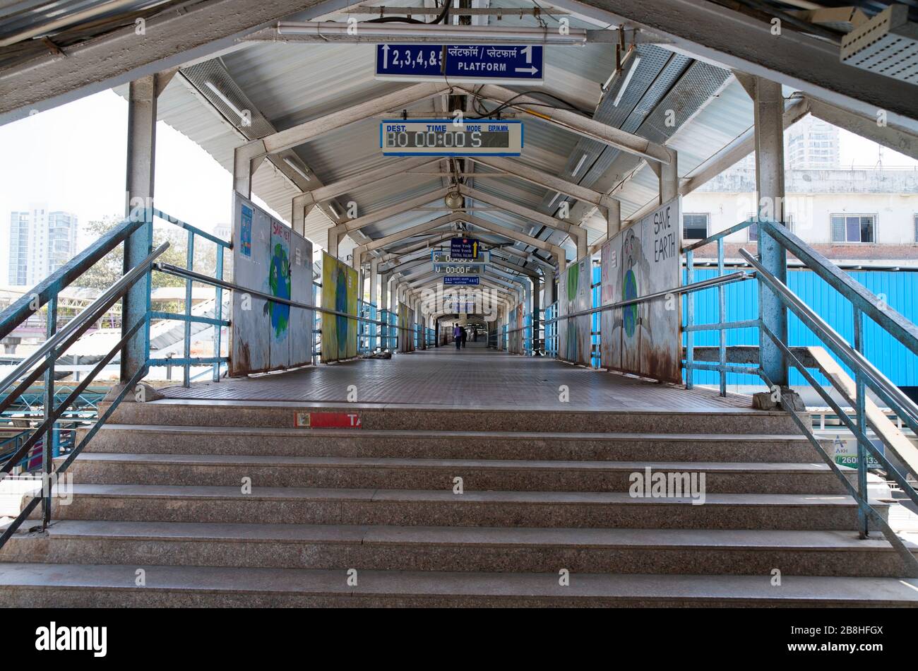 Deserted Dadar western railway foot over bridge on first day of lock ...
