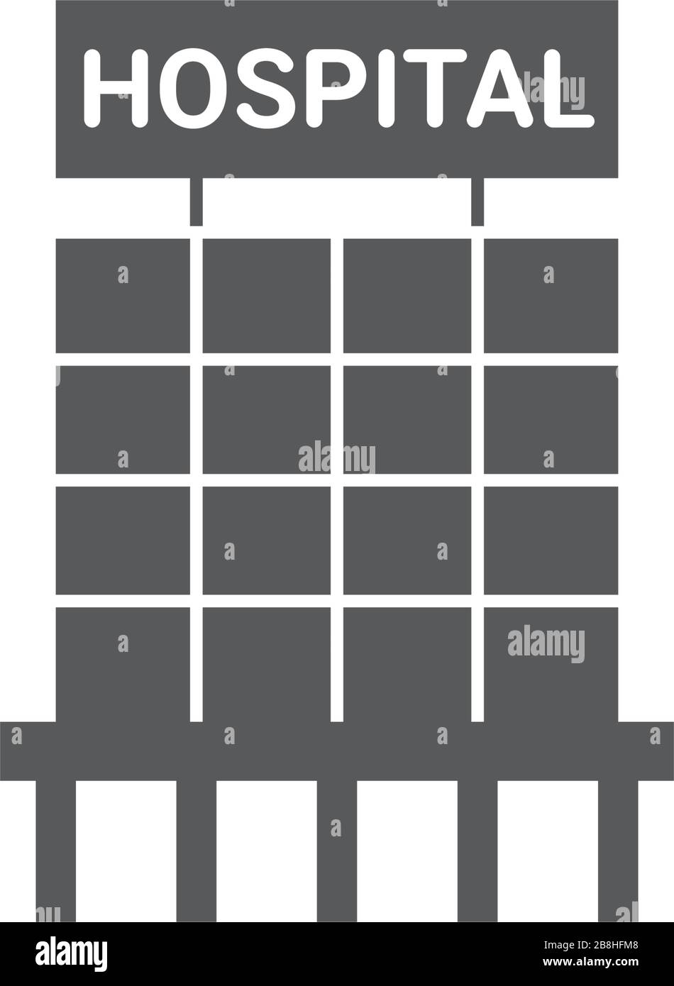 hospital building vector icon, isolated on white background Stock ...