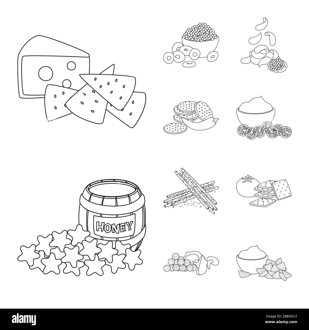 Vector illustration of taste and crunchy sign. Set of taste and cooking ...