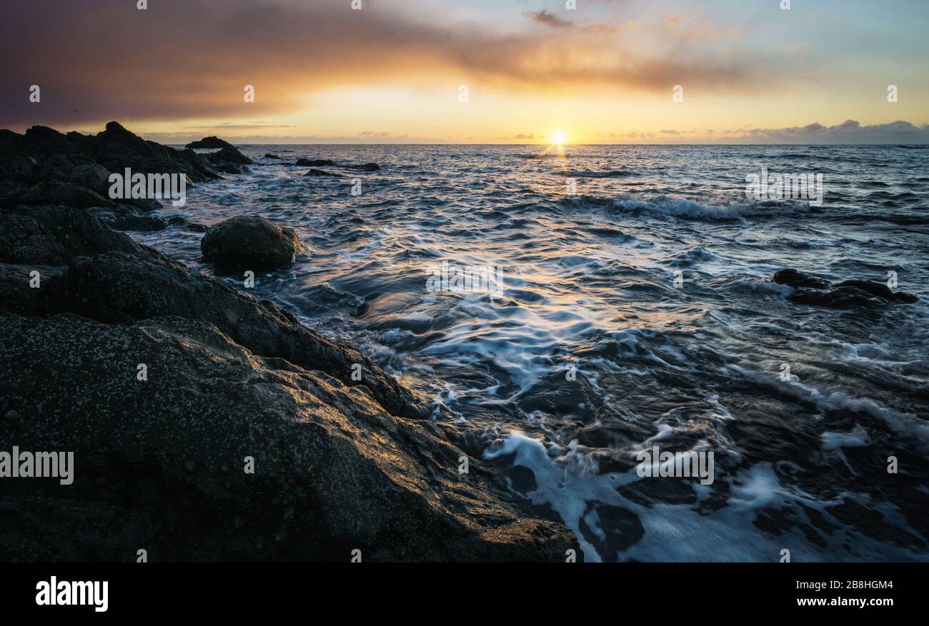 Morning seascape taken at Stonehaven beach on the east coast of ...