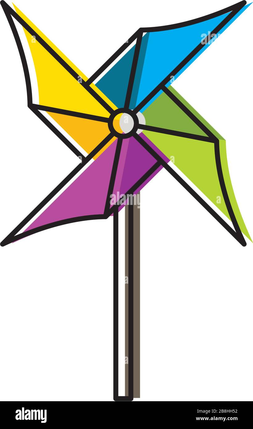 Paper Windmill Pinwheel vector icon, isolated on white background Stock ...