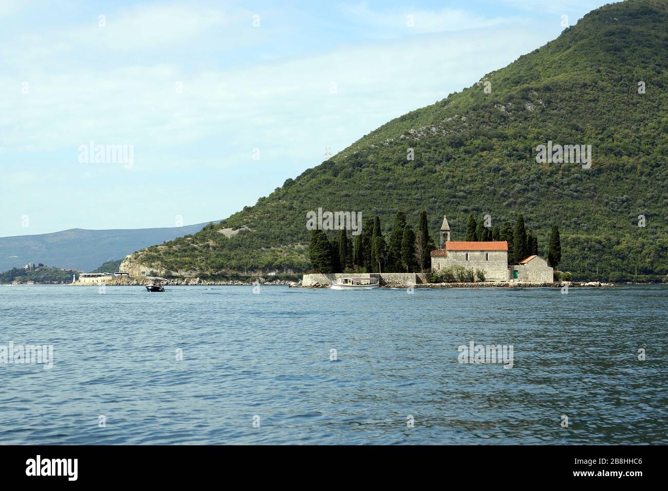 Saint George monastery in Perast Bay of Kotor Montenegro Stock Photo ...