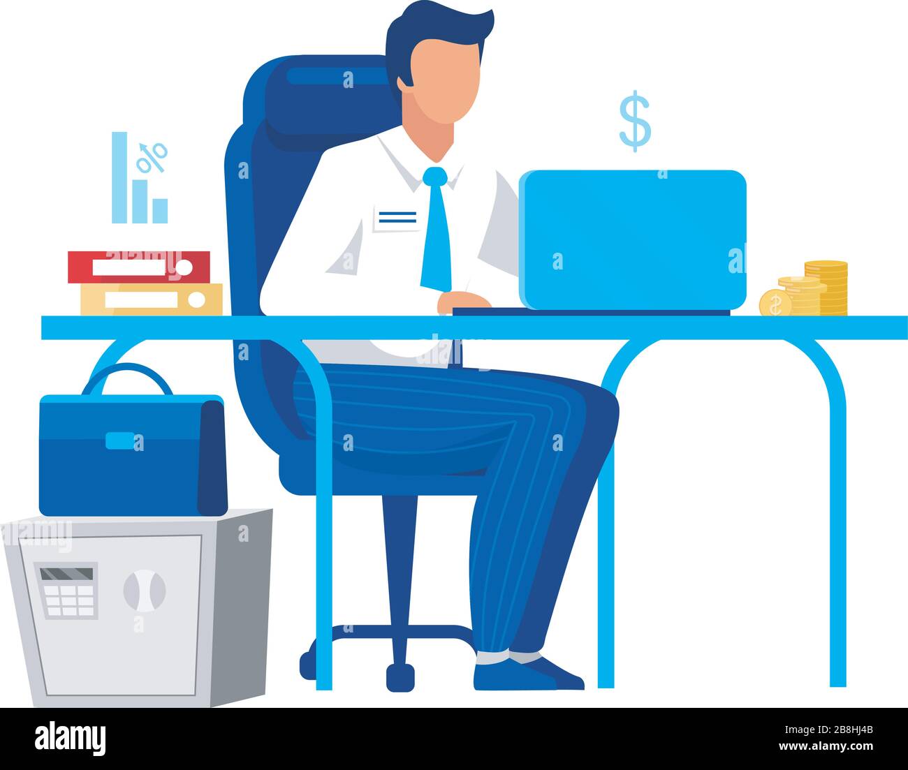 Office worker, clerk flat vector illustration Stock Vector Image & Art ...