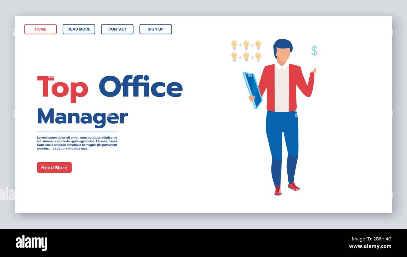 Top office manager landing page vector template Stock Vector Image ...
