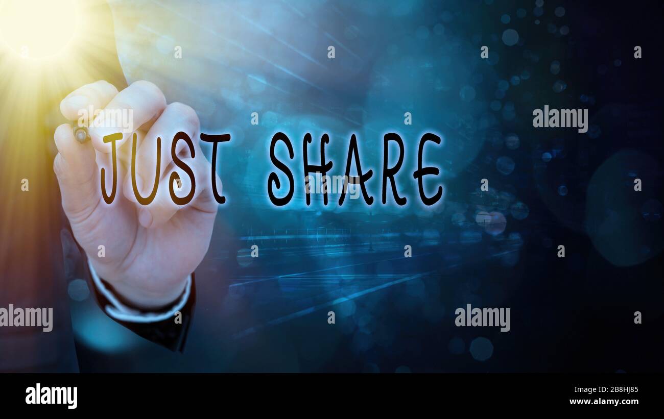 Conceptual hand writing showing Just Share. Concept meaning to have or ...