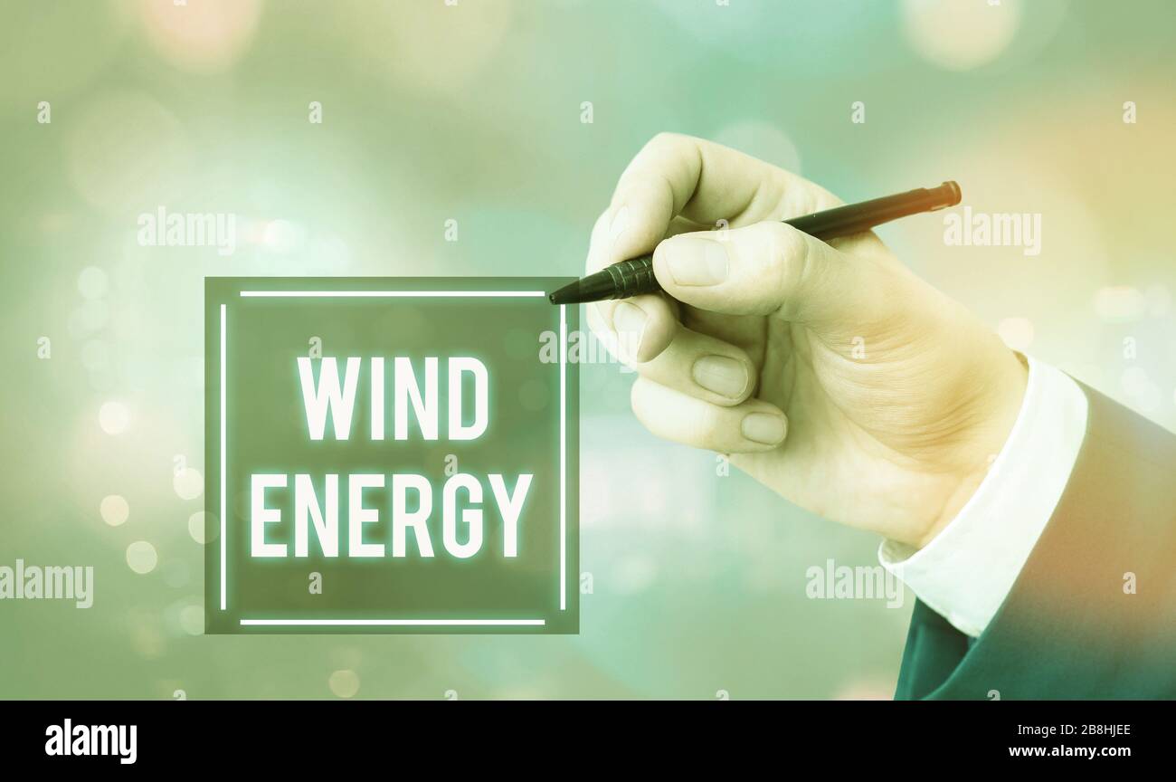 Conceptual hand writing showing Wind Energy. Concept meaning the ...