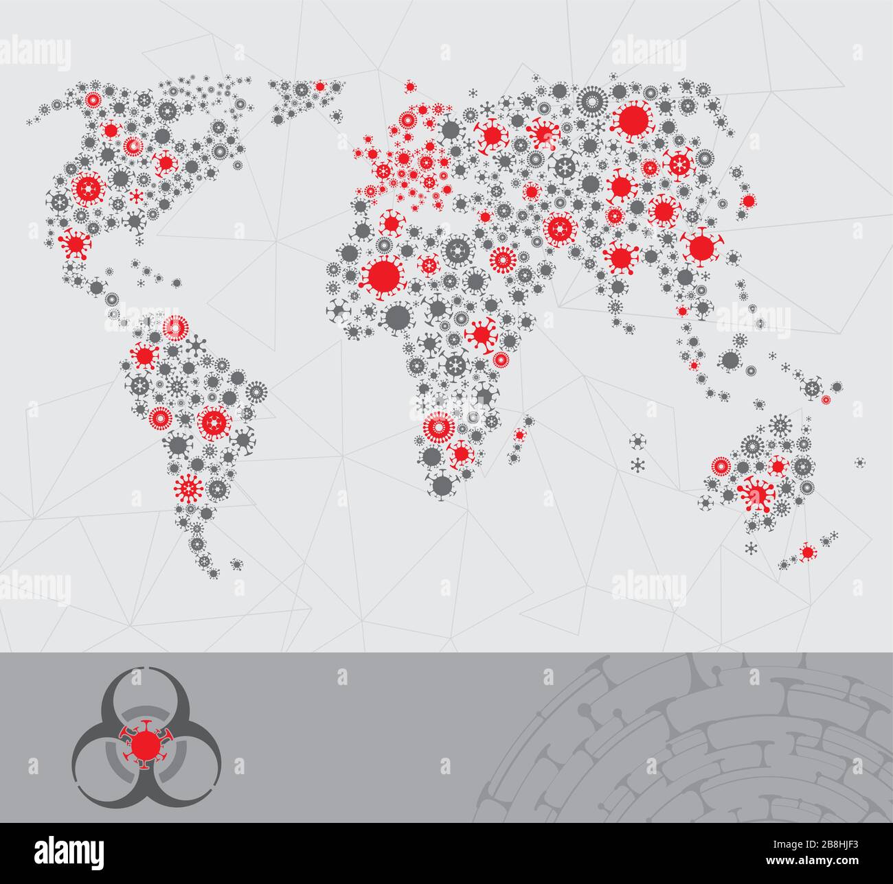 Vector world map made of virus shape silhouettes Stock Vector Image ...