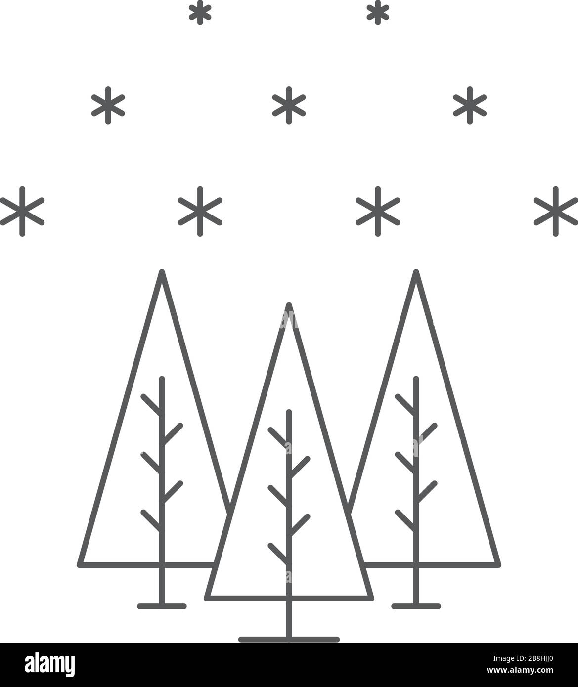 Winter forest with snow vector icon concept, isolated on white ...