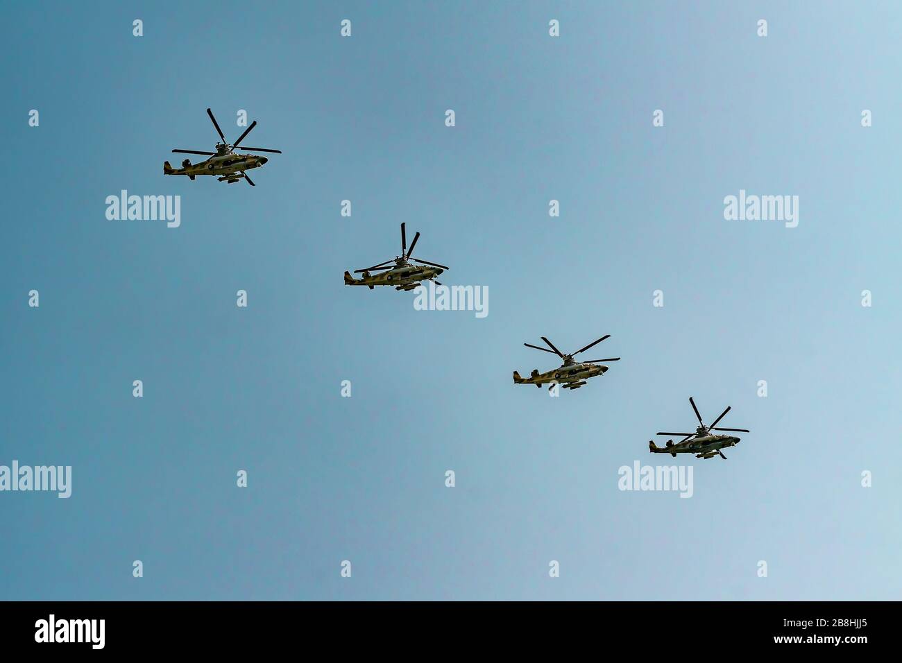 Moscow, Russia - May 04, 2018: Russian Air Force Kamov Ka-52 Hokum ...