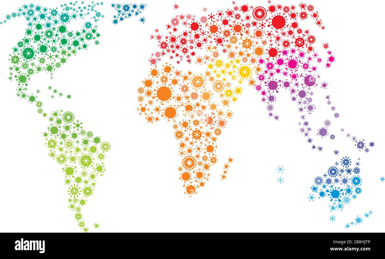 Vector world map made of virus shape silhouettes Stock Vector Image ...