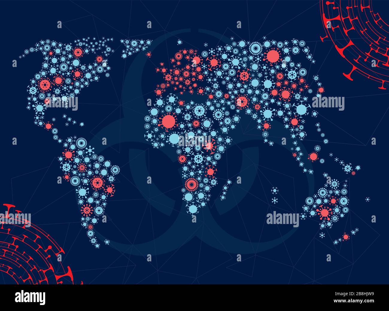 Vector world map made of virus shape silhouettes Stock Vector Image ...