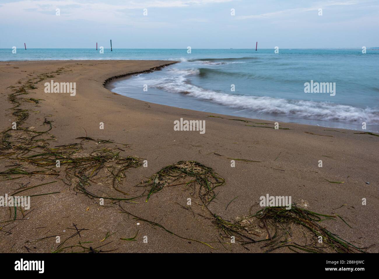 views of Bibione Pineda beach during a late summer day, Venice Stock ...