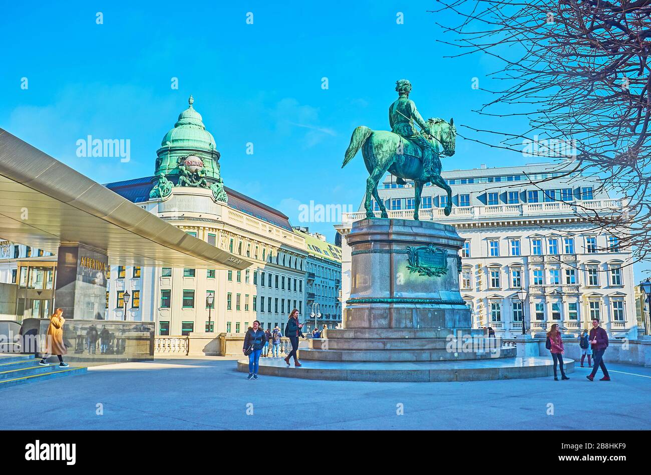 VIENNA, AUSTRIA - FEBRUARY 19, 2019: The upper terrace of Albertina ...