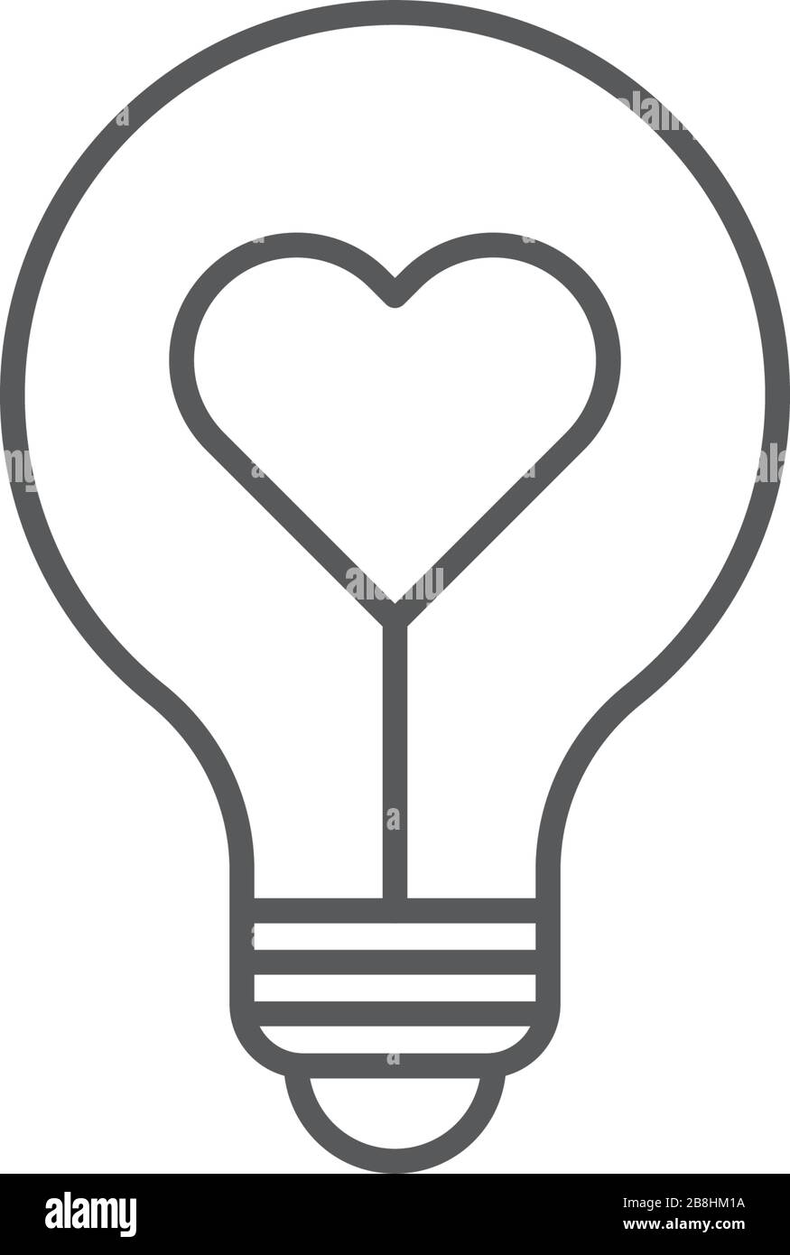 heart shape in a light bulb vector icon concept, isolated on white ...