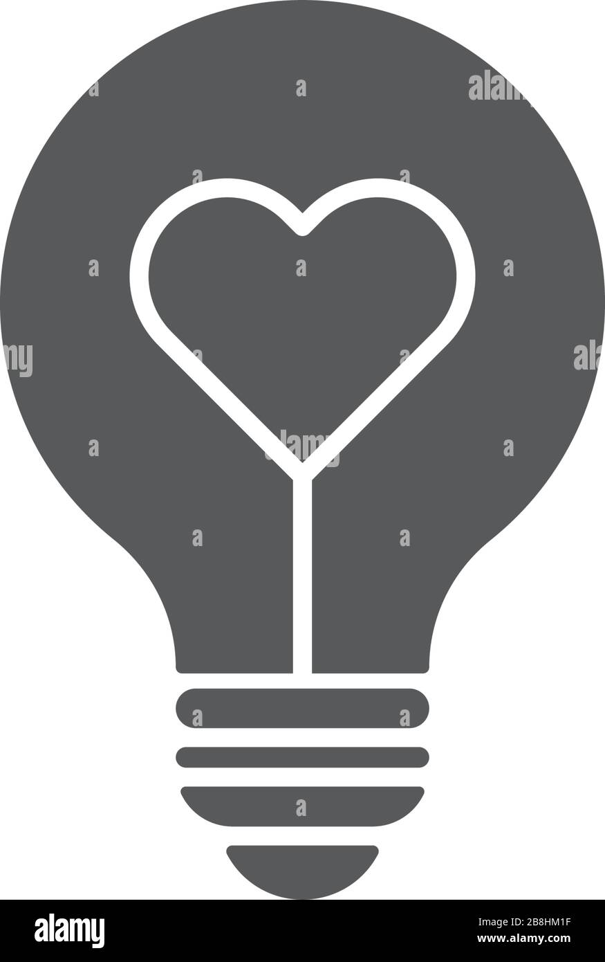 heart shape in a light bulb vector icon concept, isolated on white ...
