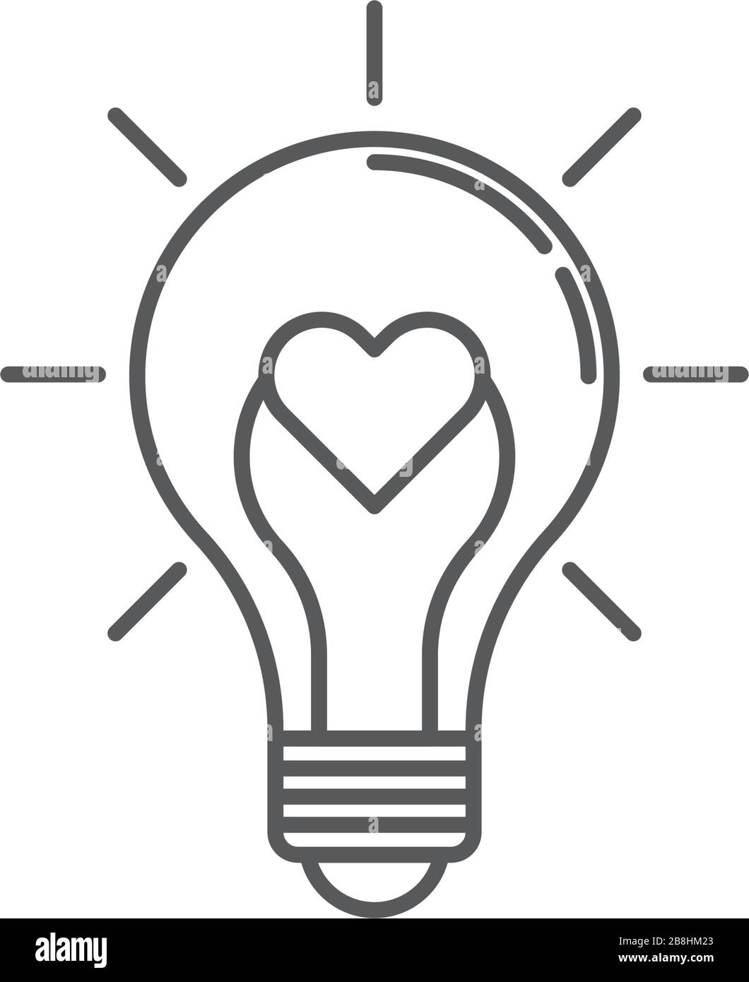 heart shape in a light bulb vector icon concept, isolated on white ...