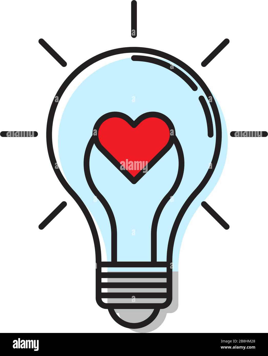 heart shape in a light bulb vector icon concept, isolated on white ...