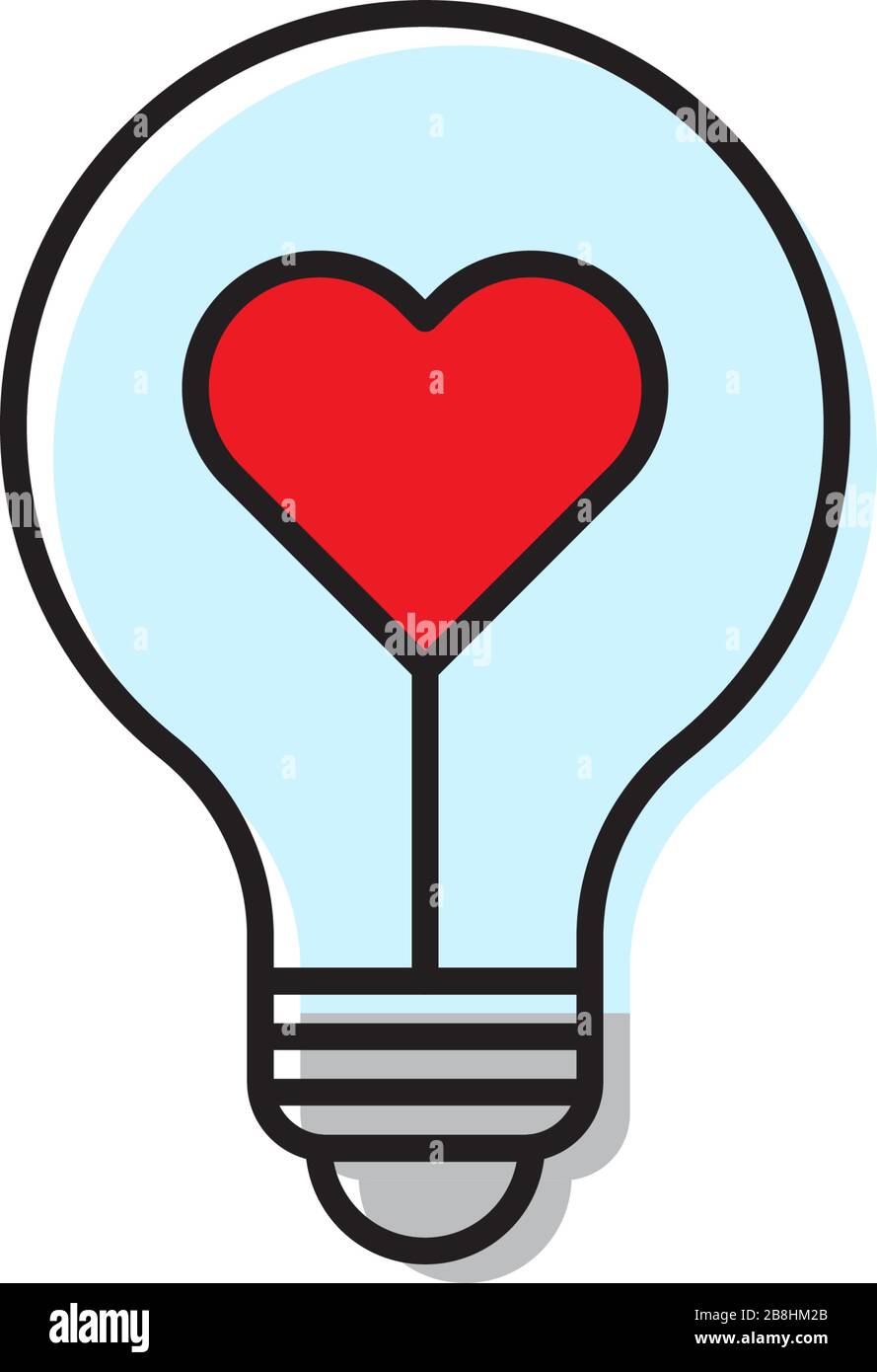 heart shape in a light bulb vector icon concept, isolated on white ...