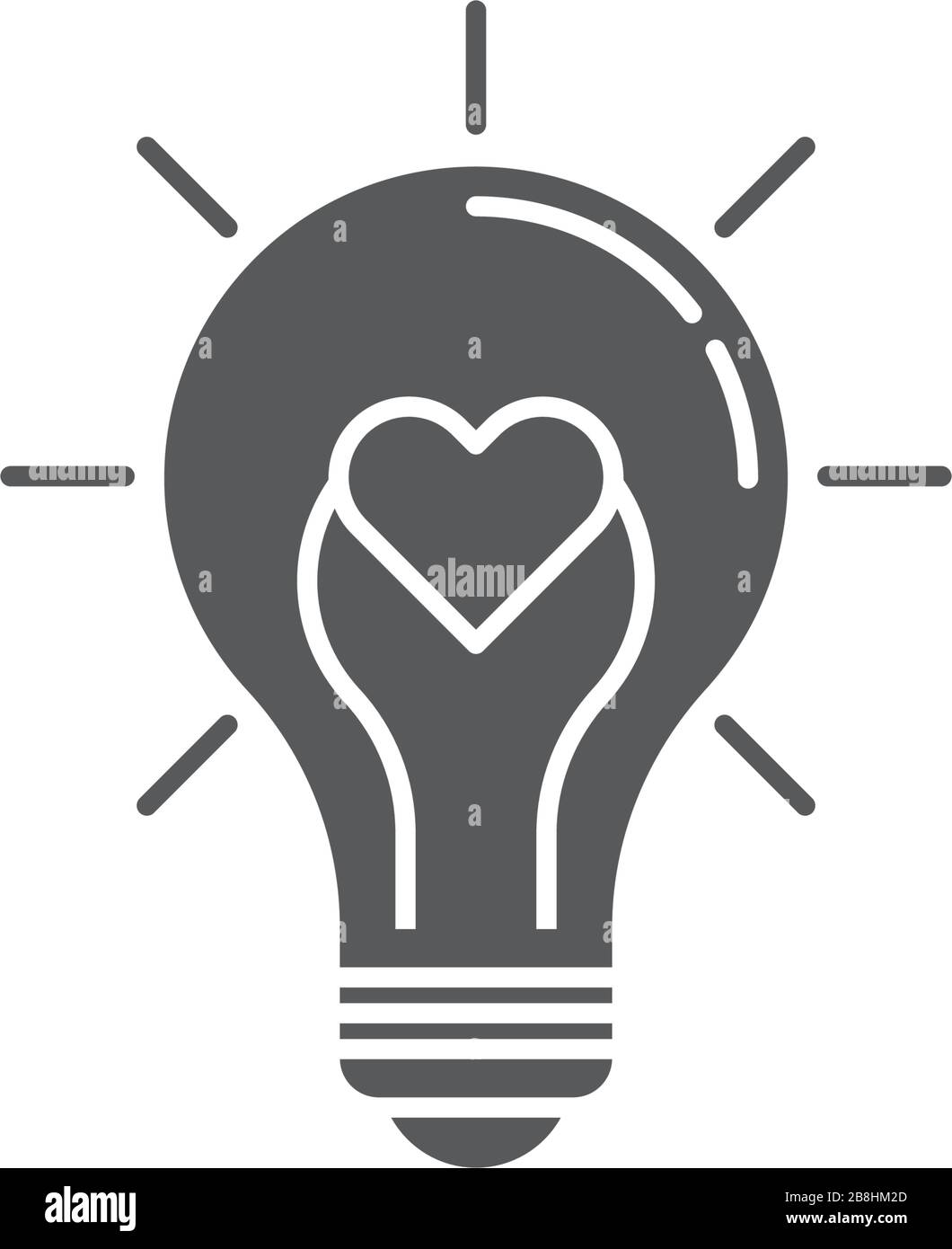 heart shape in a light bulb vector icon concept, isolated on white ...