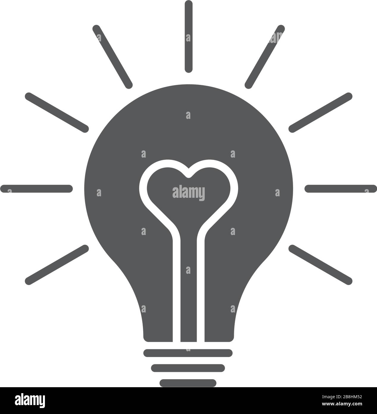 heart shape in a light bulb vector icon concept, isolated on white ...
