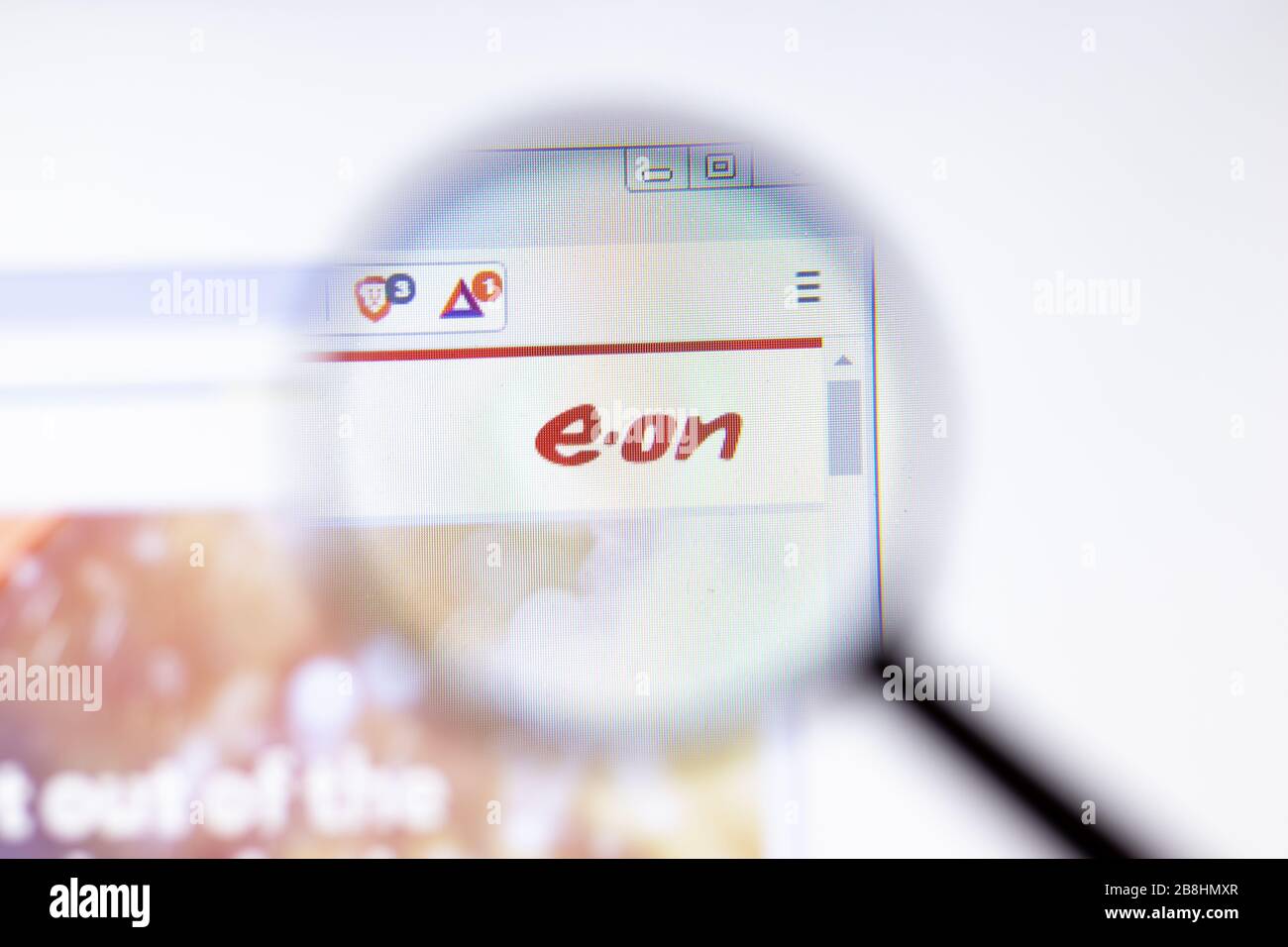 Los Angeles, California, USA - 20 March 2020: E.ON EON company logo on ...