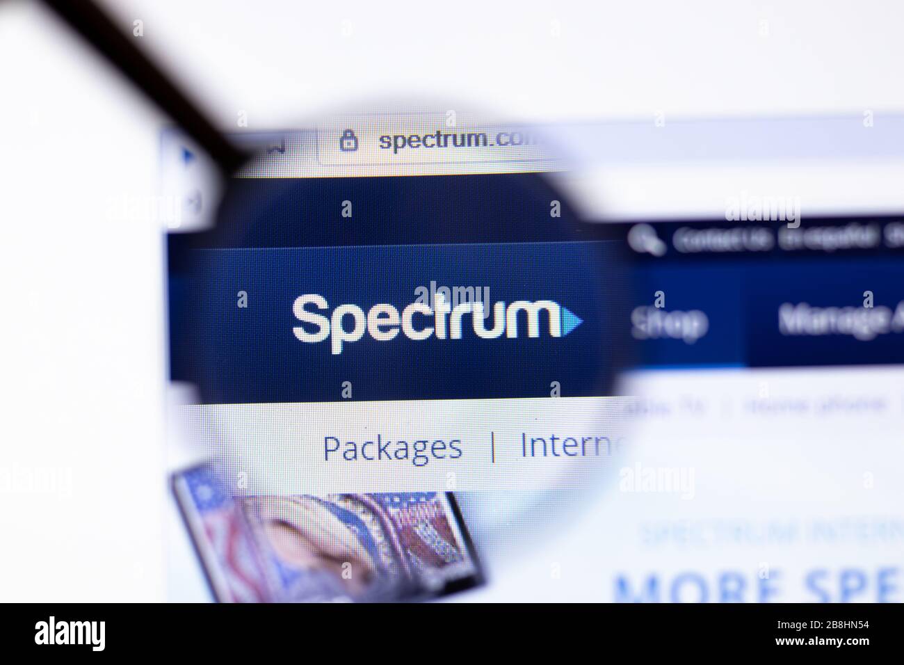 Los Angeles, California, USA - 20 March 2020: Spectrum company logo on ...