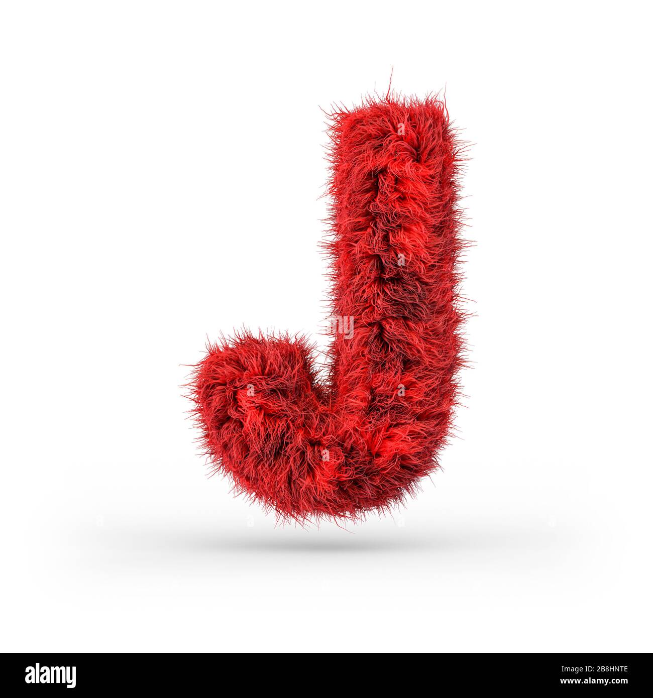 Capital letter J. Uppercase. Red fluffy and furry font. 3D rendering ...