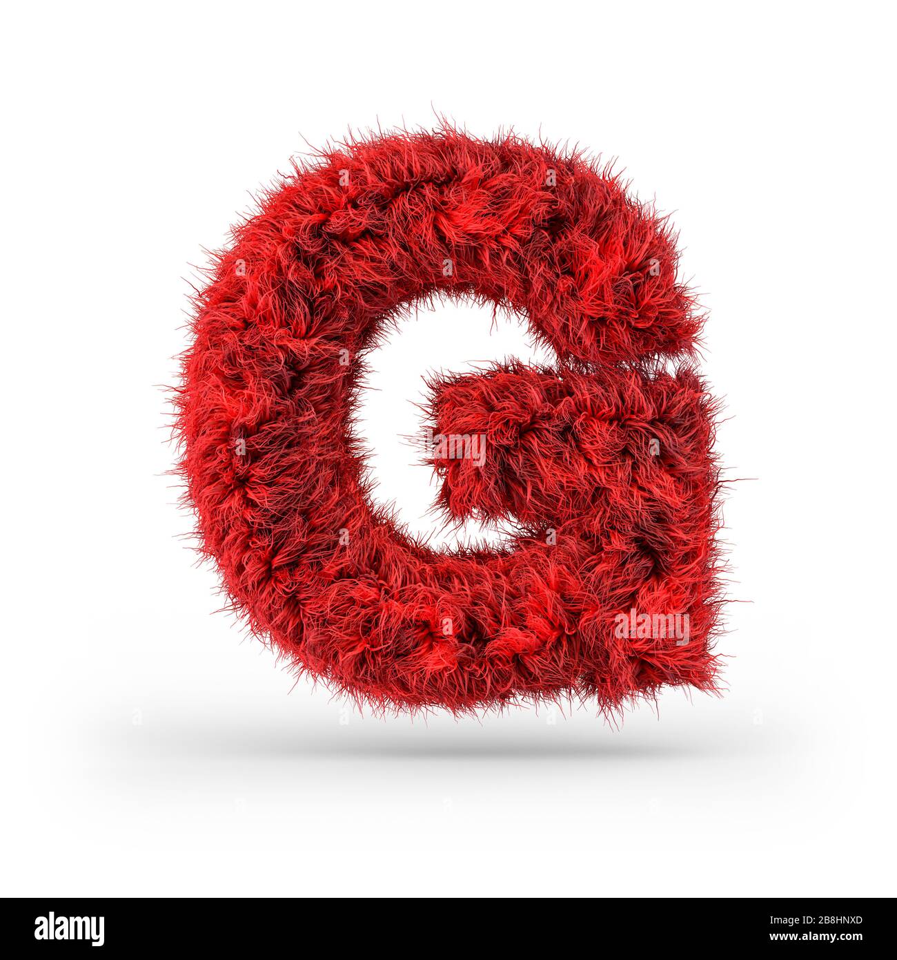 Capital letter G. Uppercase. Red fluffy and furry font. 3D rendering ...
