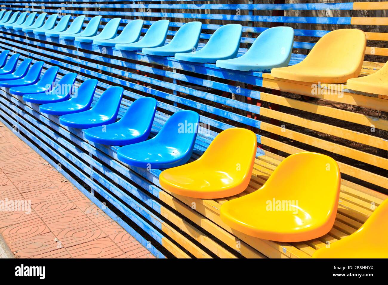 The stadium chairs, A close-up Stock Photo - Alamy