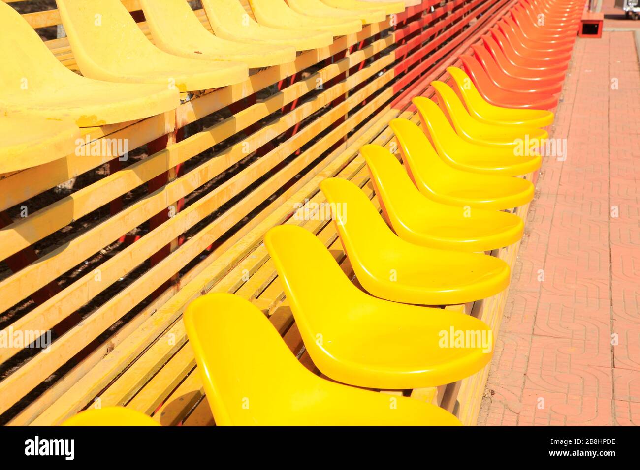 The stadium chairs, A close-up Stock Photo - Alamy