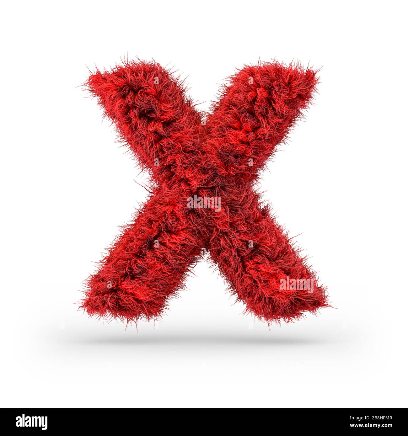 Capital letter X. Uppercase. Red fluffy and furry font. 3D rendering ...