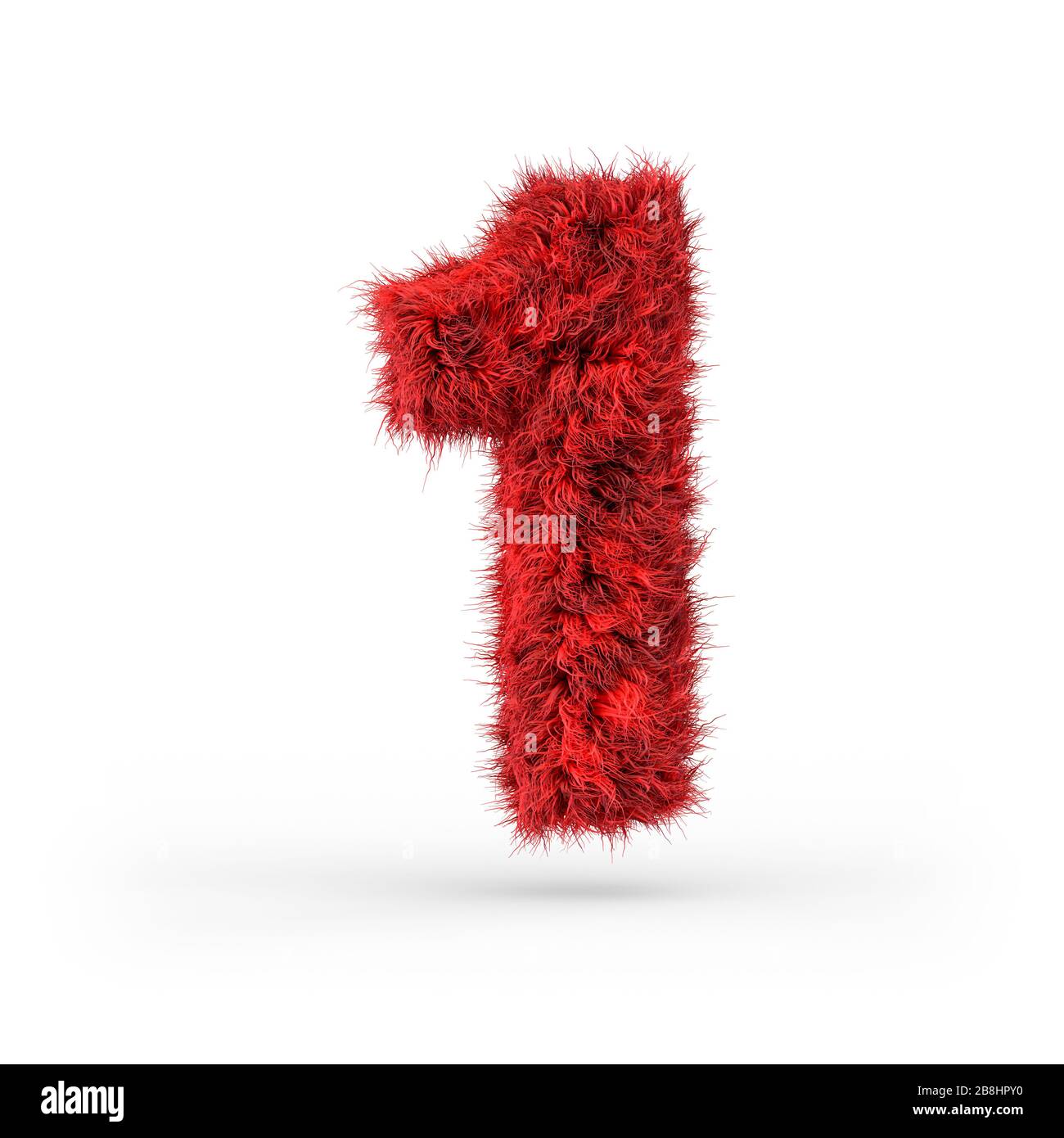 Number 1. Digital sign. Red fluffy and furry font. 3D rendering Stock ...