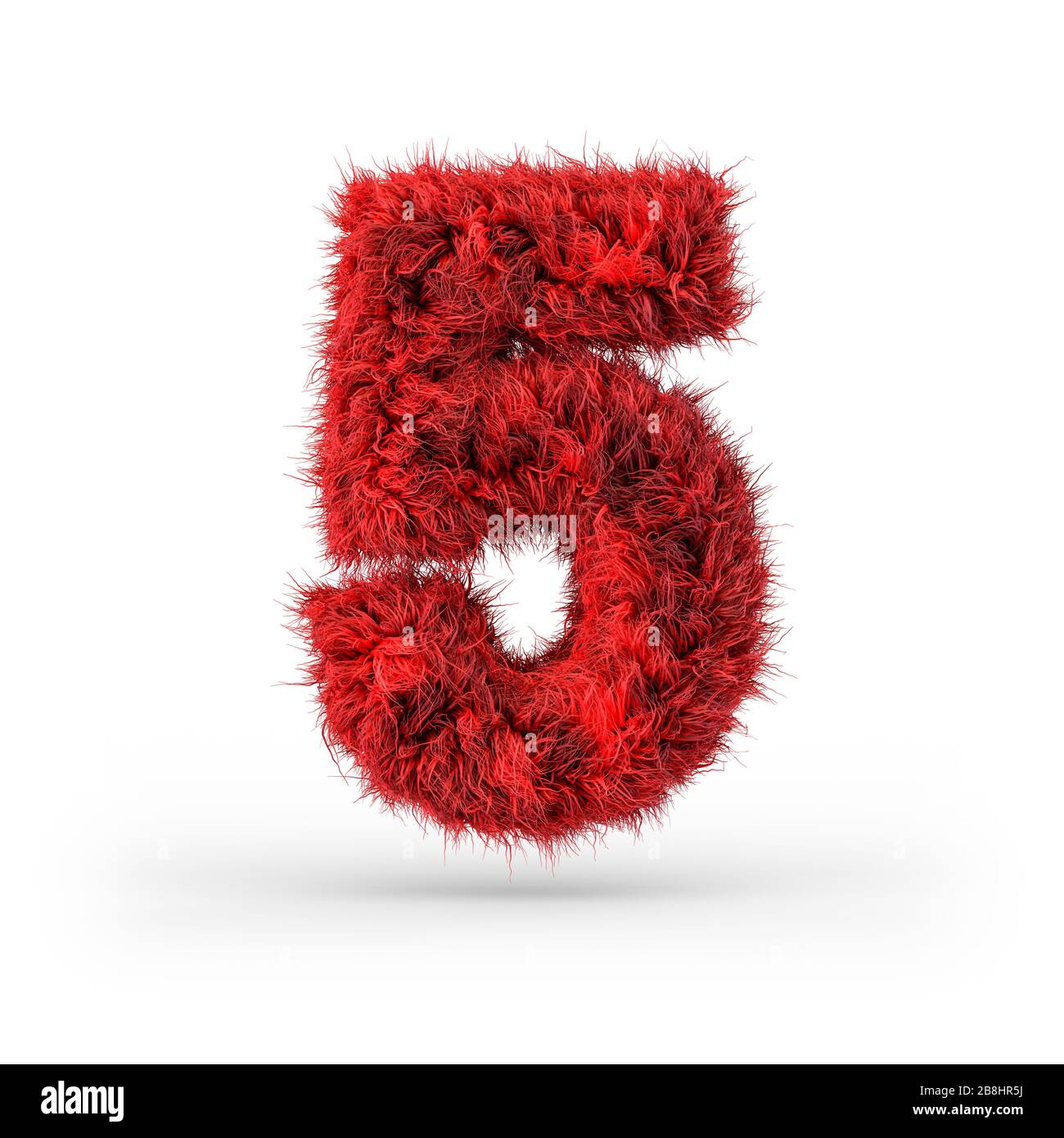 Number 5. Digital sign. Red fluffy and furry font. 3D rendering Stock ...