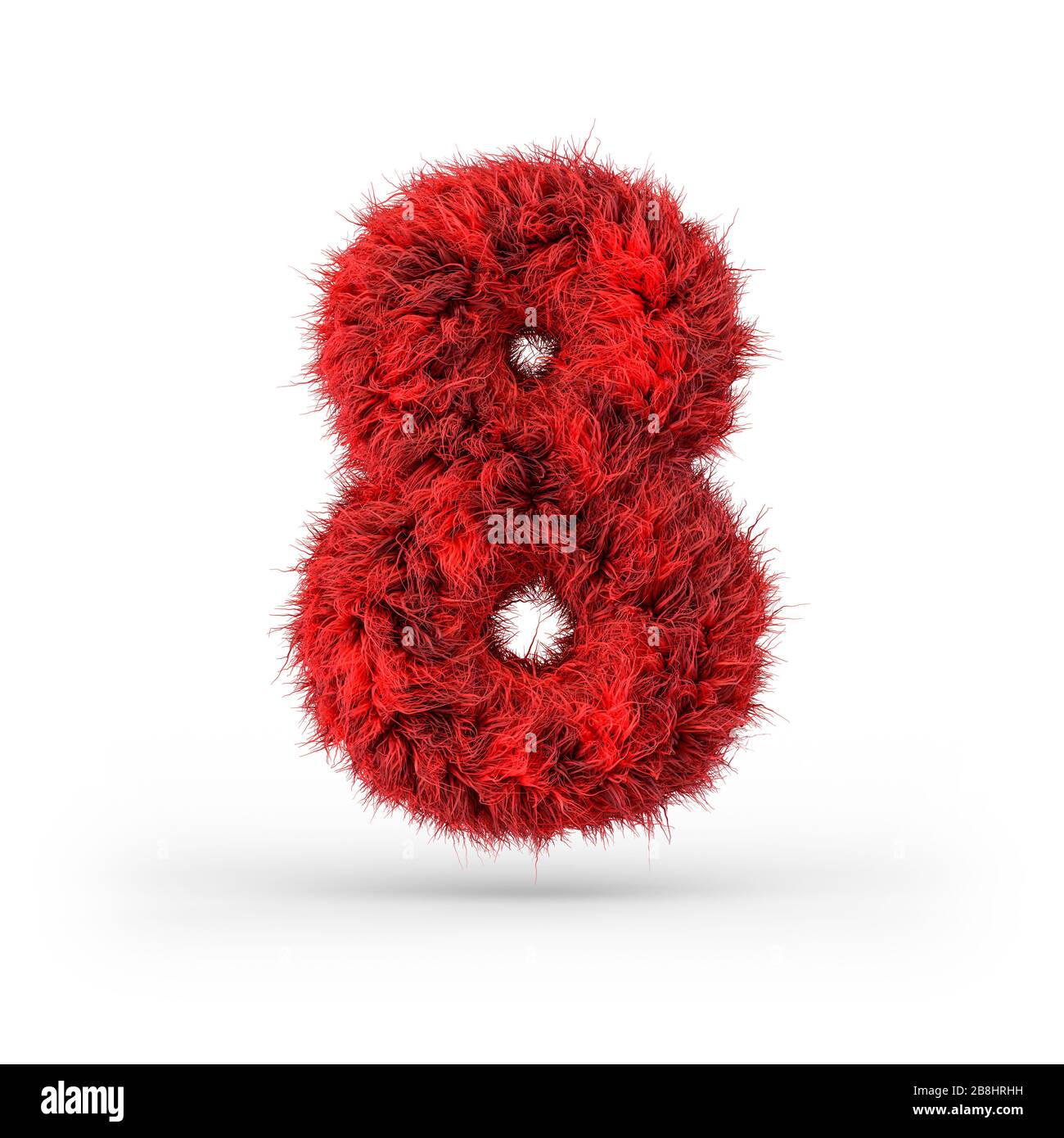 Number 8. Digital sign. Red fluffy and furry font. 3D rendering Stock ...