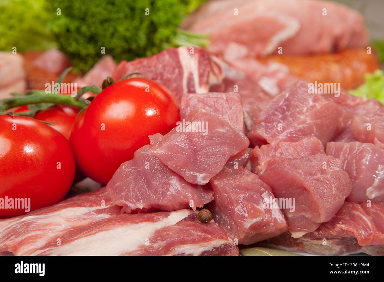 Fresh Raw Meat Background with Beef Meat, Turkey and ground beef Stock ...
