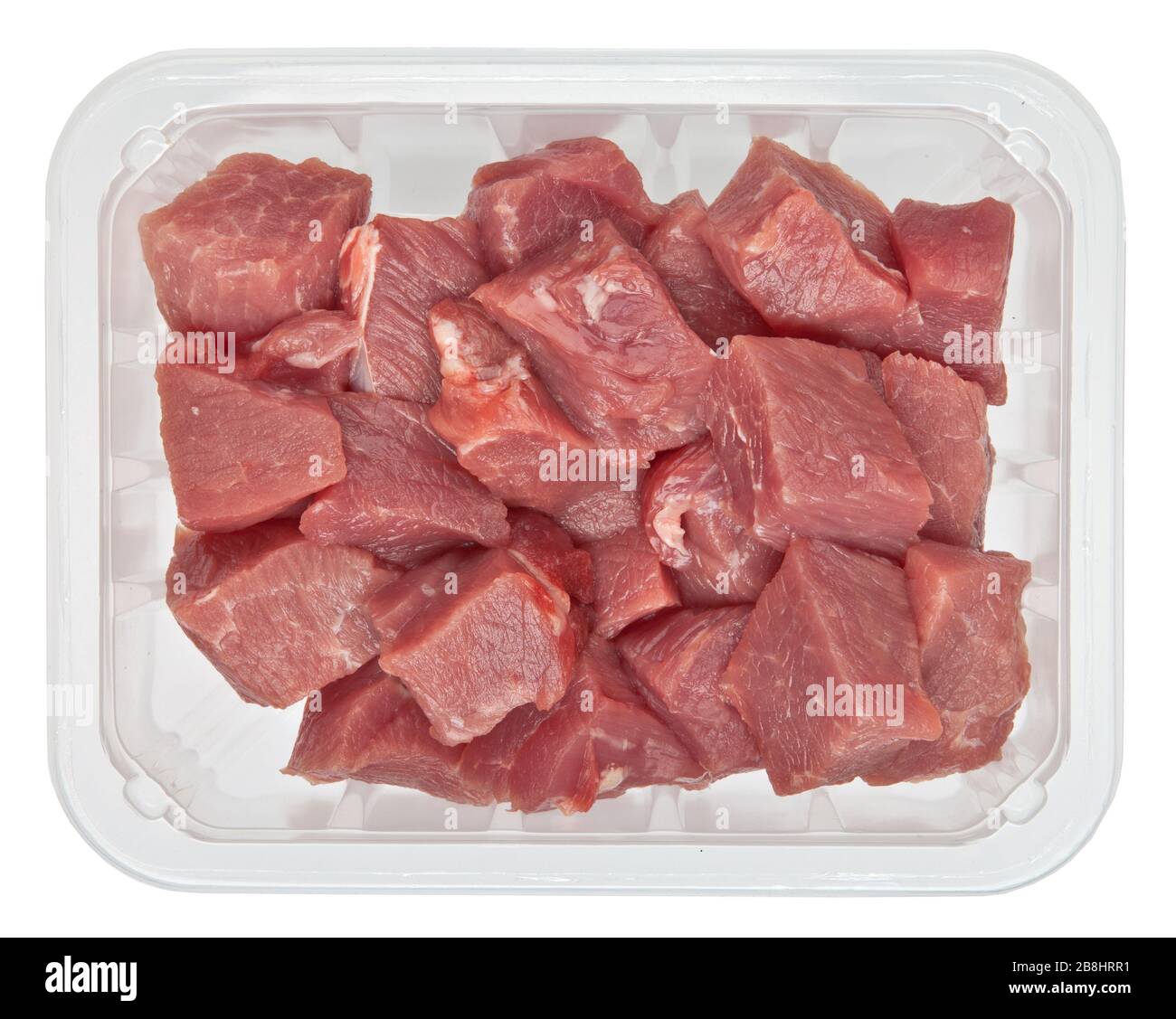 the pieces of raw meat in box isolated on white background Stock Photo ...