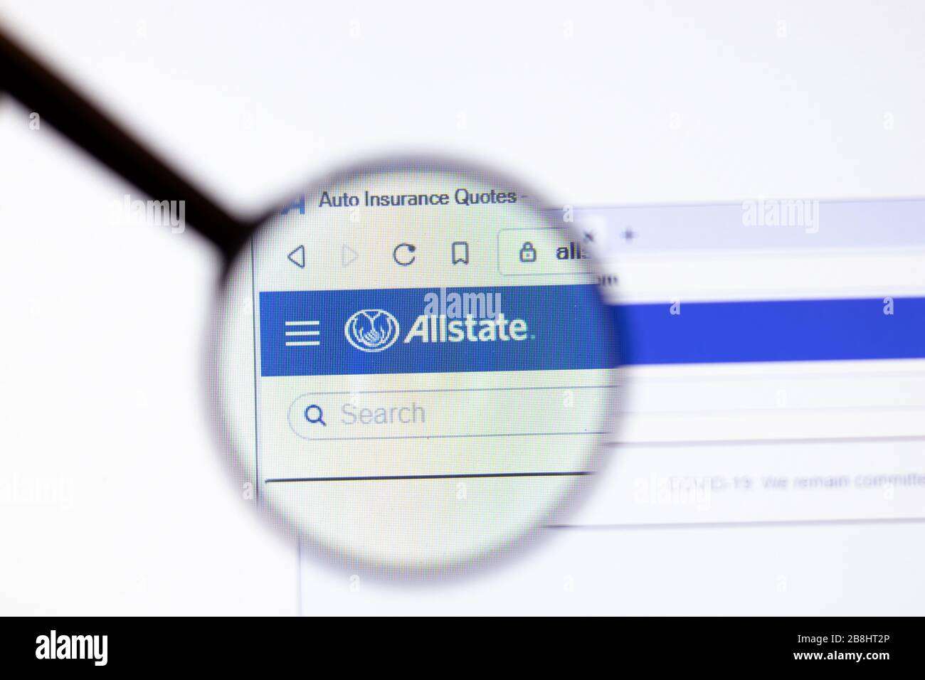 Los Angeles, California, USA - 20 March 2020: Allstate company logo on ...