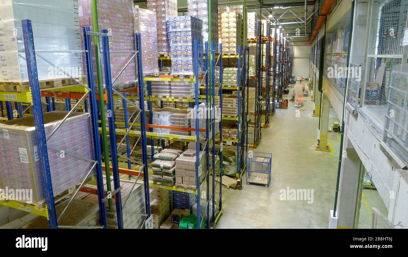 The image of shelves in the warehouse. Logistics, 24-hour work ...
