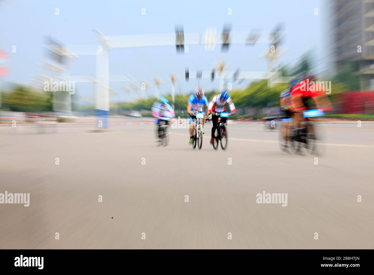 Cycling competition,cyclist athletes riding a race at high speed Stock ...