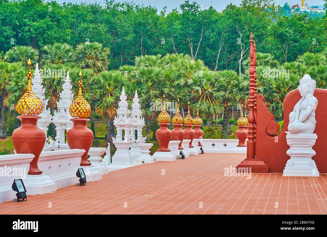 The open air terrace of Royal pavilion, decorated with ochre garden ...