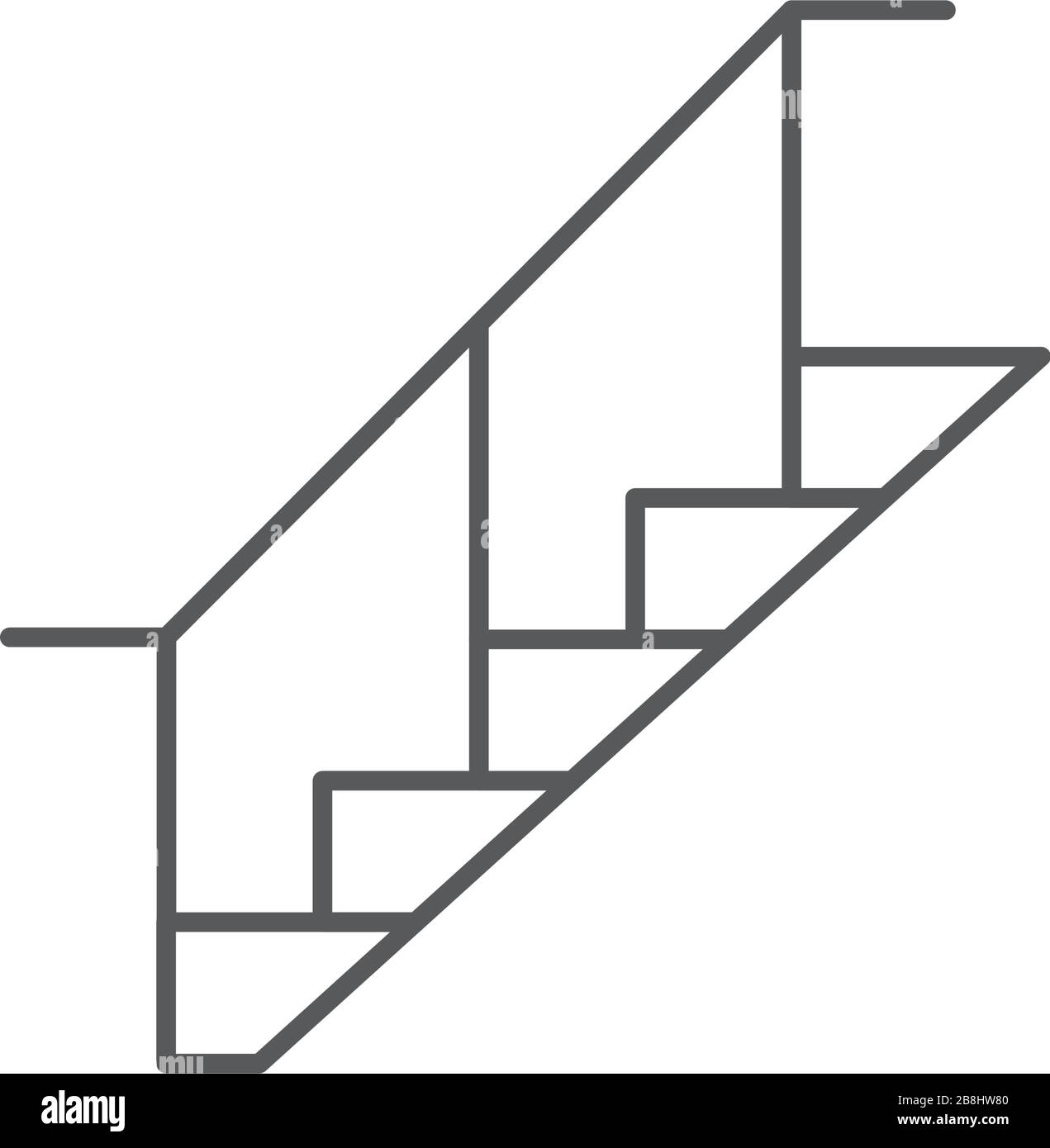 Stairs with handrail vector icon symbol isolated on white background ...